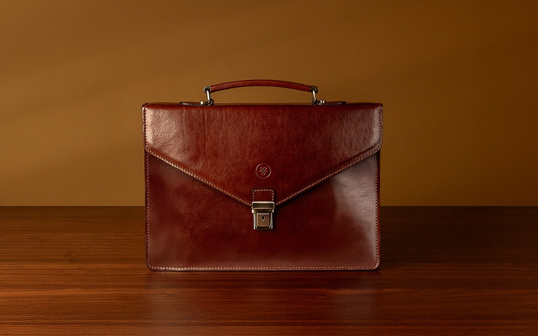 Lorenzo Men’s Italian Leather Slim Briefcase - Maxwell-Scott